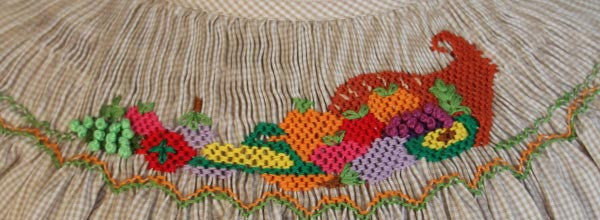 Smocked Thanksgiving Cornucopia Fall Girls Bishop Dresses